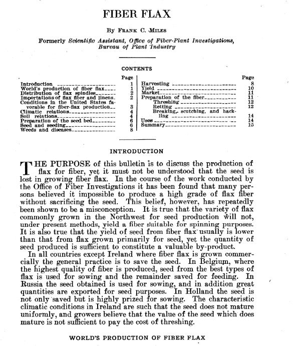 Fiber (1925) Fiber Flax – Great Lakes Staple Seeds