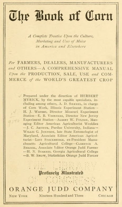 Corn (1903) The Book of Corn – Great Lakes Staple Seeds