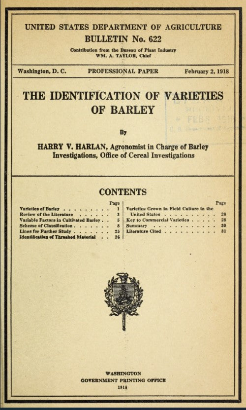 Barley (1918) The Identification of Varieties of Barley – Great Lakes ...