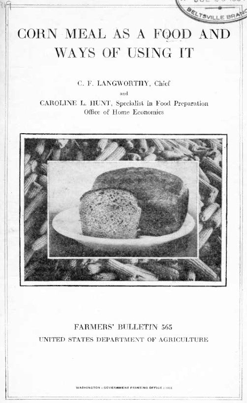 Recipes (1919) Corn Meal as a Food and Ways of Using It – Great Lakes ...