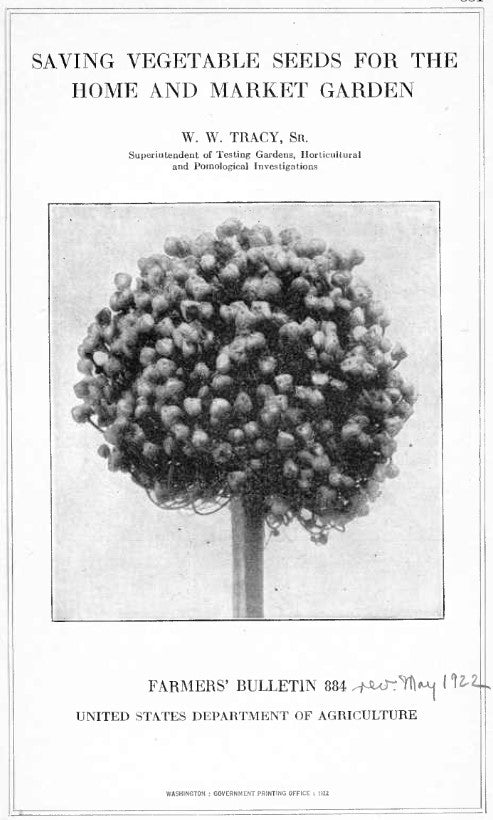 Skills (1922) Saving Vegetable Seeds for the Home and Market Garden ...