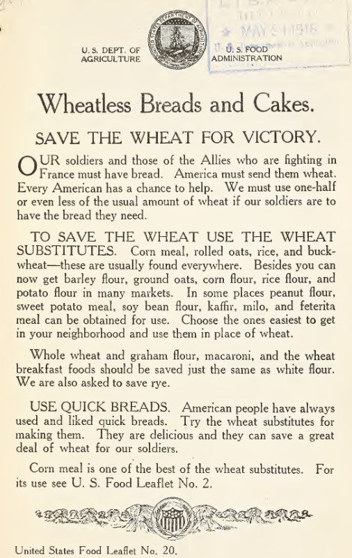 Recipes (1918) Wheatless Breads and Cakes – Great Lakes Staple Seeds